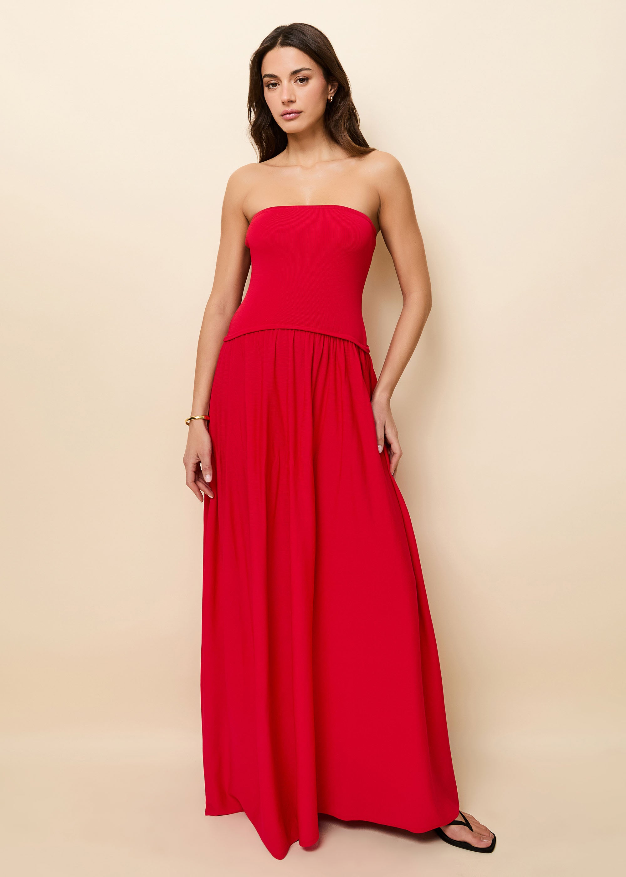 Strapless Soglio Dress Lipstick Red | Solid & Striped