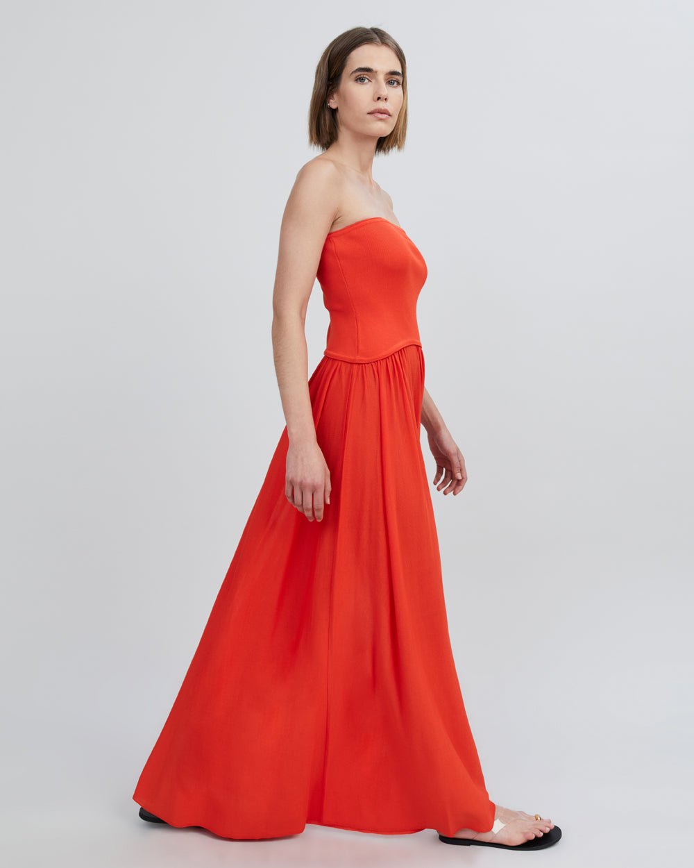 The Strapless Soglio Dress in Lava | Solid & Striped